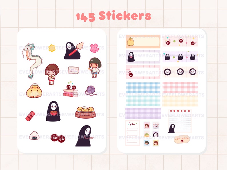 Spirited Away Digital Stickers, Cute Digital Journal Stickers, Sticky ...