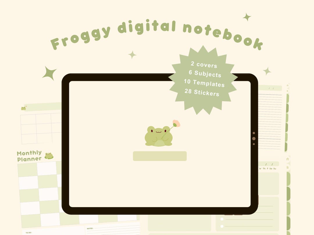 Cute Frog Digital Planner | Goodnotes | Notability | Landscape| Monthly ...