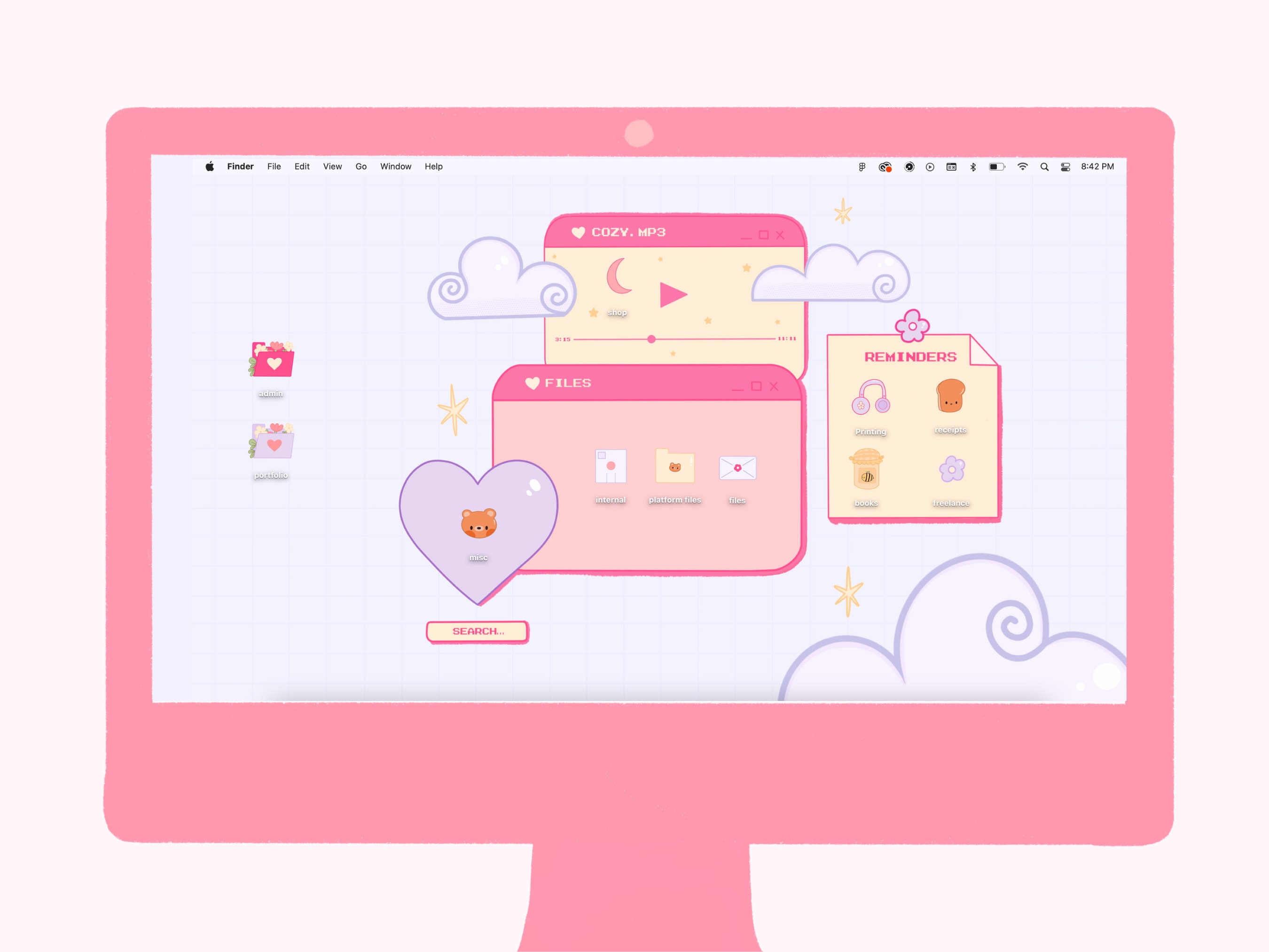 Cute Bear Desktop Wallpaper & Icons | Kawaii Aesthetic (digital ...