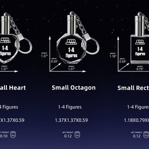 Set of 3 Keychains, Personalized Crystal Photo Keychain With LED Light ...