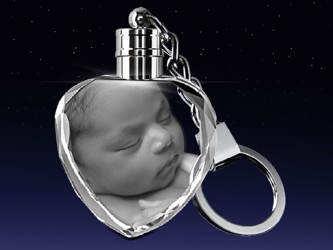 Baby Born Gift, Baby Portrait Ornament, 2D Crystal Keychain Heart - Etsy