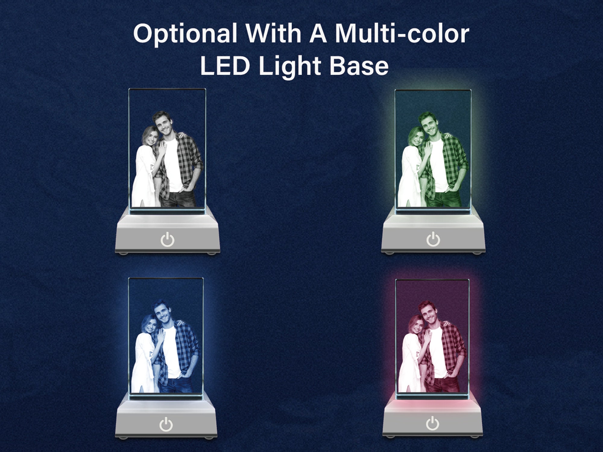 3D Crystal Photo With Light Base, Personalized Gift for Family, Custom ...