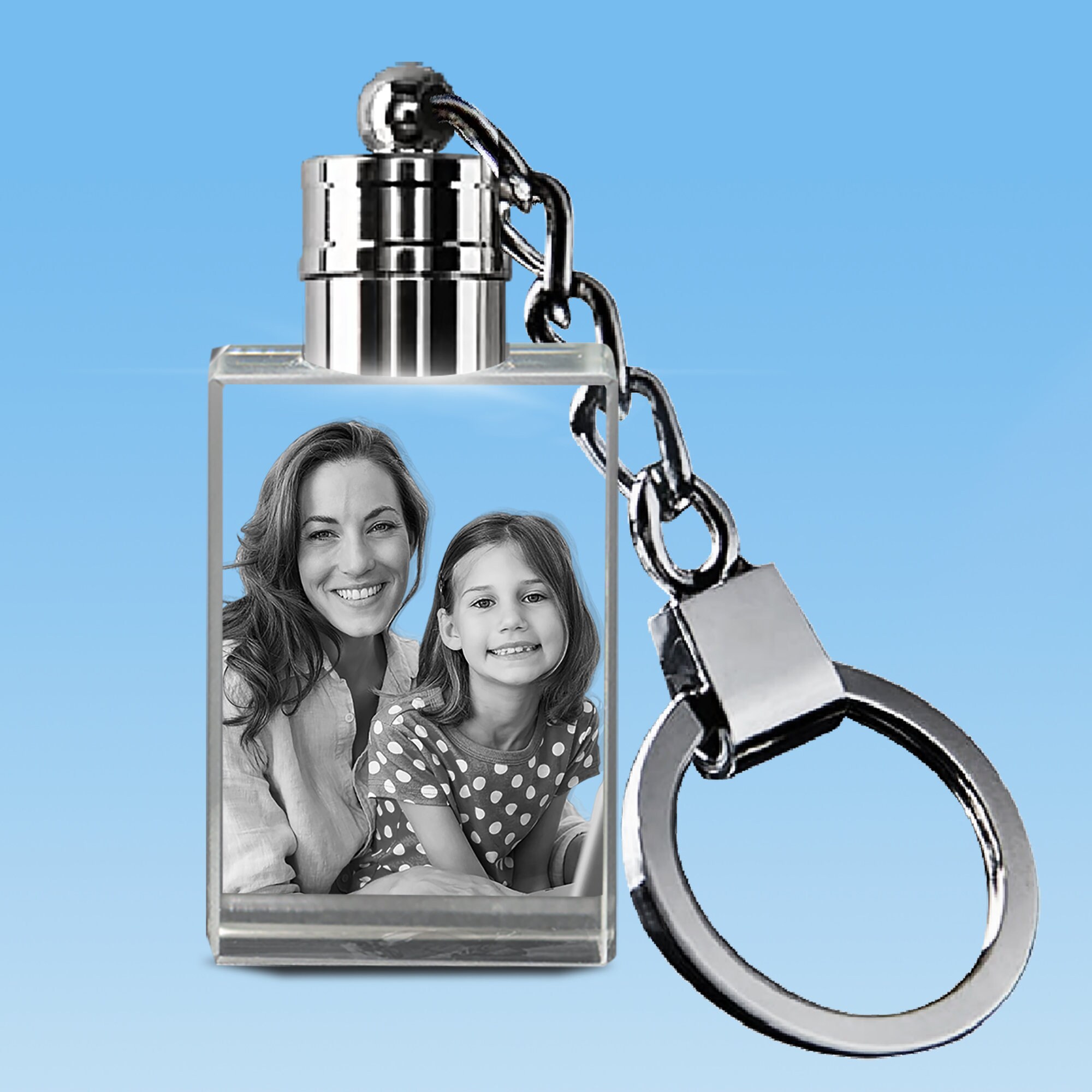 Personalized Laser Crystal Photo Keychain With LED Light, Unique Gift ...