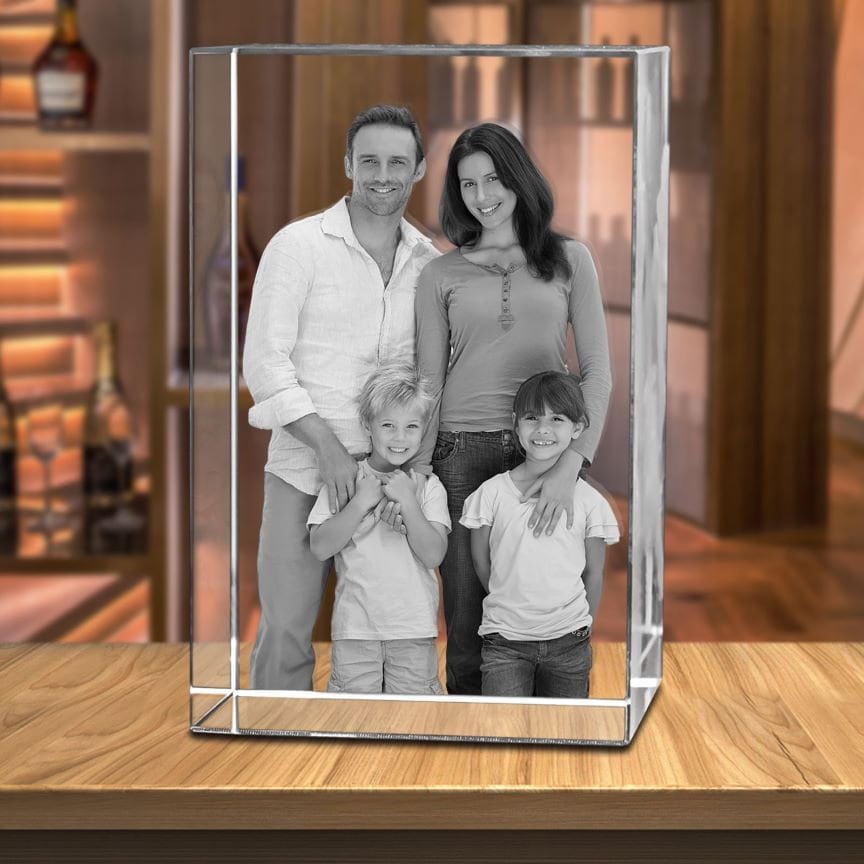 3D Crystal Photo With Light Base, Personalized Gift for Family, Custom ...