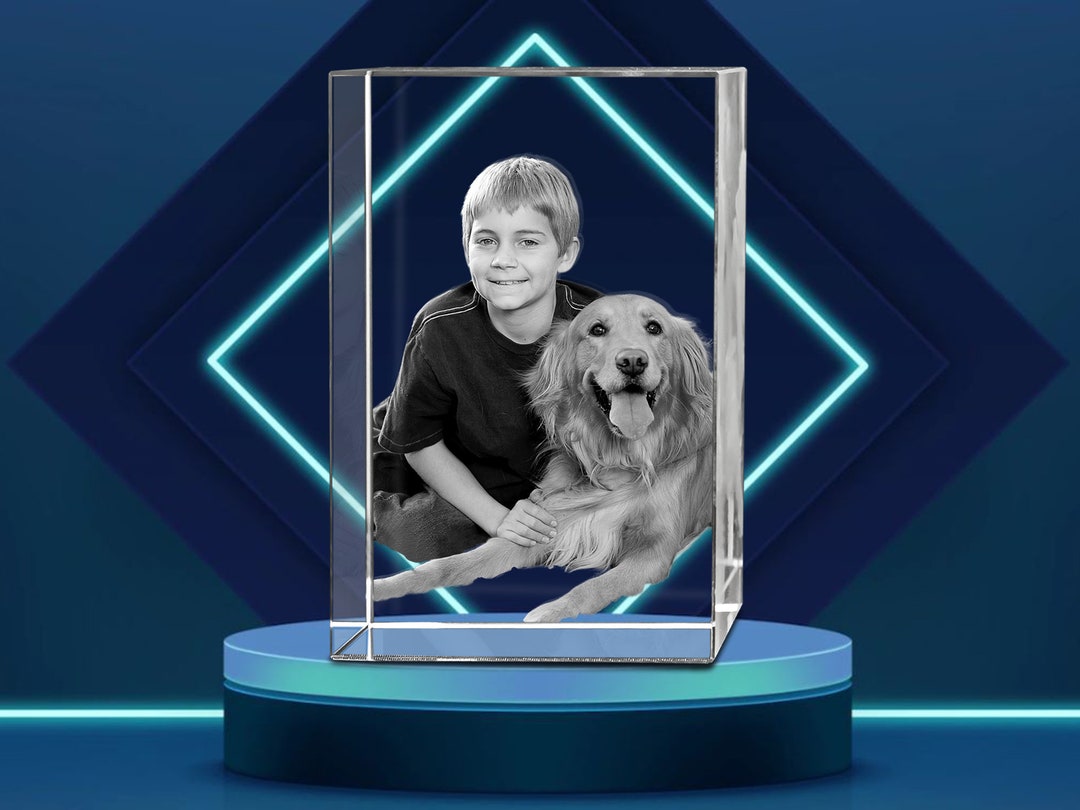 3D Crystal Pet Memorial Gift for Dog, Laser Etched Glass Sympathy Gift ...