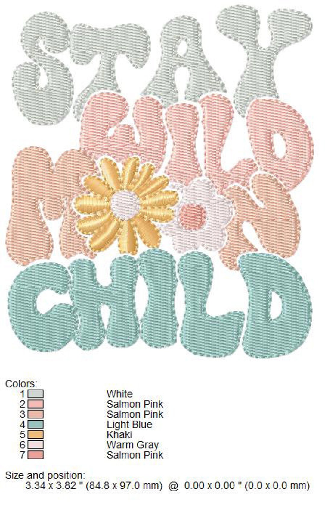 Stay Wild Moon Child Machine Embroidery Design, Retro Embroidery Design ...