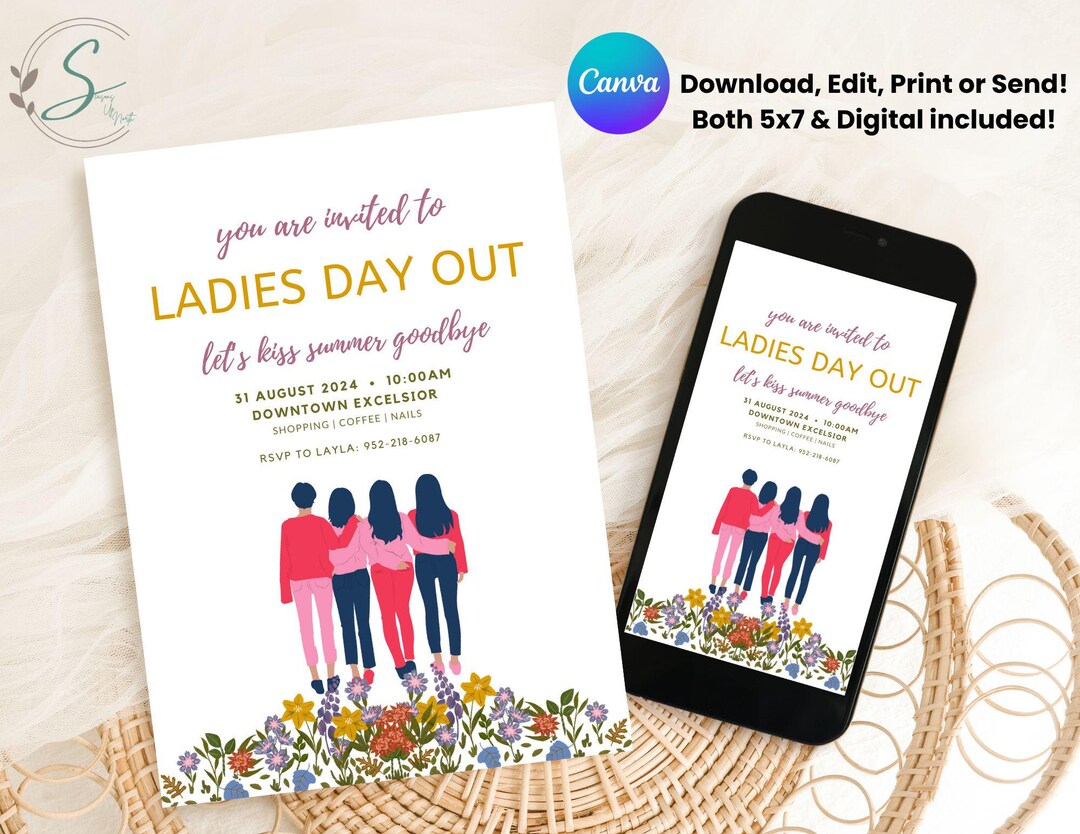 Print Able, Girle Night, Party Invitation Template, Modern Invitation ...