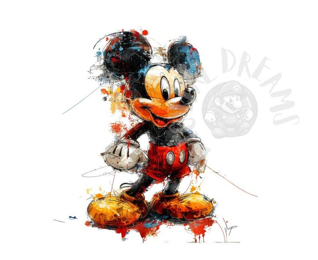 Set of 8 Mickey Mouse Paint Digital Images for Printing, T-shirts ...