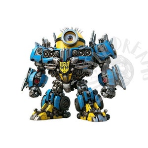 Set of 8 Minions Robot Digital PNG Images for Printing, T-shirts ...