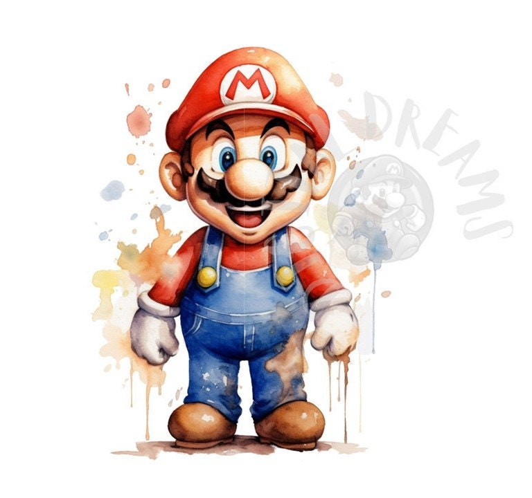 Collection of 10 Watercolor Mario Bros Artworks Perfect for - Etsy