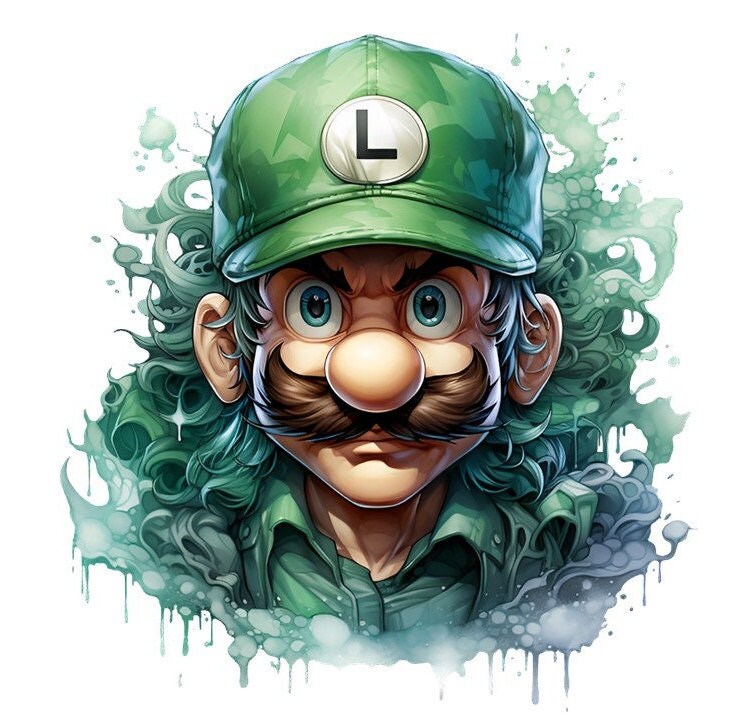Set of 7 Watercolor Luigi Digital Images for Printing - Etsy