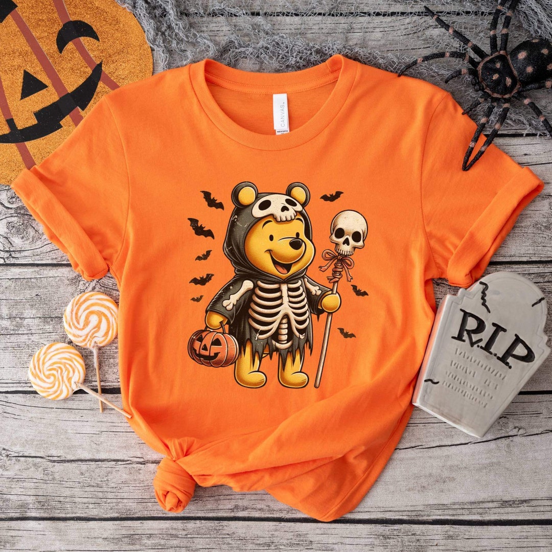 Retro Halloween Winnie the Pooh Skeleton Shirt, Vintage Pooh Halloween ...