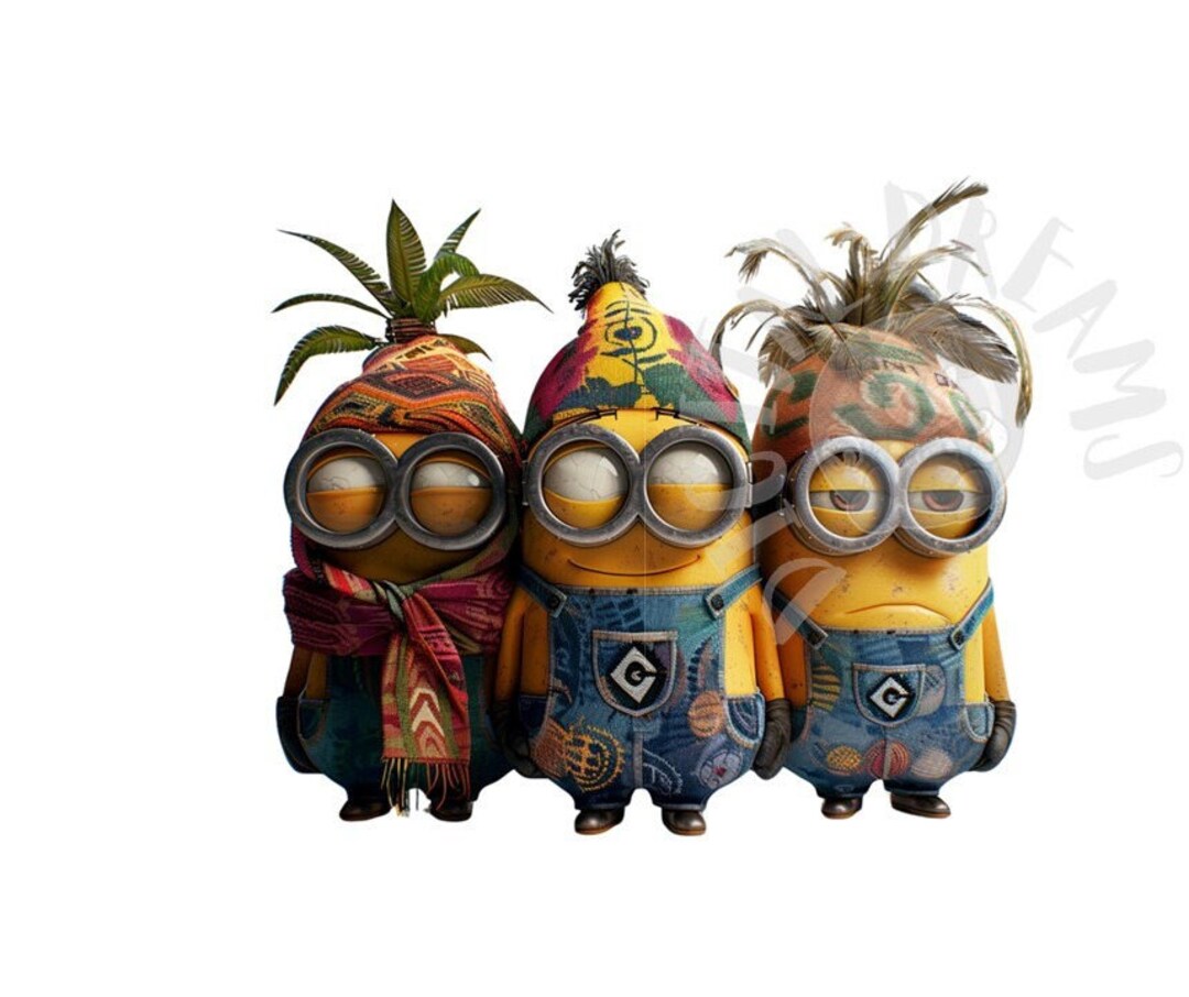 Set of 8 Minions Reggae Digital Images for Printing, T-shirts, Posters ...