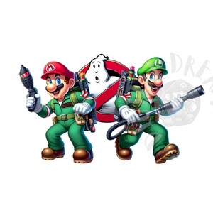 Set of 8 Mario Bros & Luigi Ghostbusters Digital Images for Printing, T ...