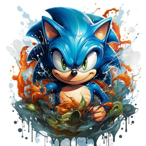 Set of 8 Watercolor Sonic Digital Images for Printing, T-shirts ...