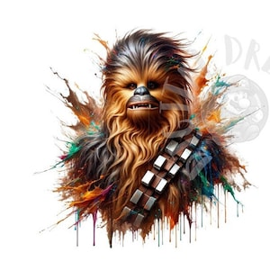 Set of 8 Chewbacca Splash Digital Images Star Wars Art for Printing, T ...