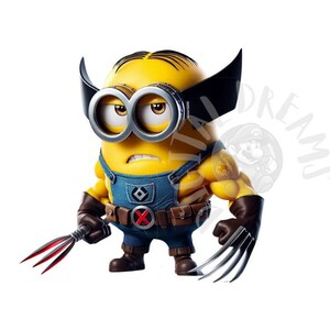 Set of 8 Minions Wolverine Digital Images for Printing, T-shirts ...