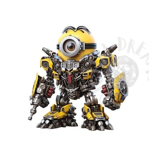 Set of 8 Minions Robot Digital PNG Images for Printing, T-shirts ...