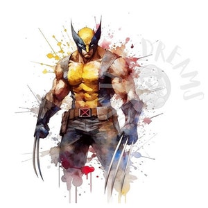 Set of 8 Watercolor Wolverine Digital Images for Printing, T-shirts ...
