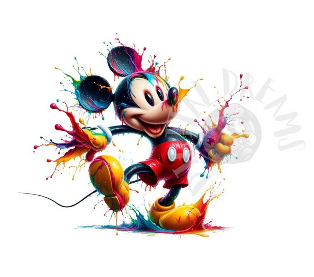 Set of 8 Mickey Splash Digital Designs for Printing, T-shirts, Posters ...