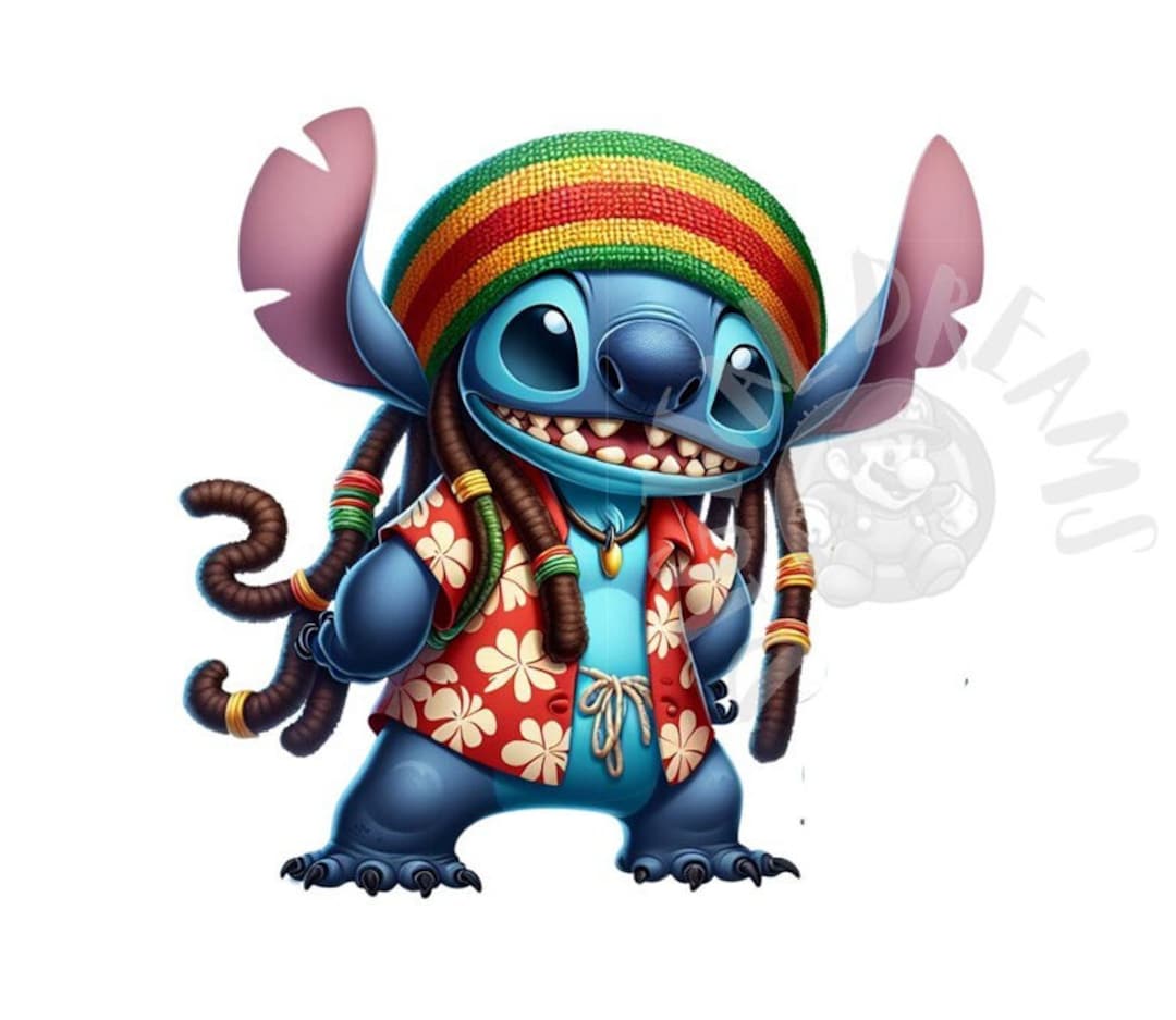 Set of 8 Stitch Rasta Digital Designs for Printing, T-shirts, Posters ...