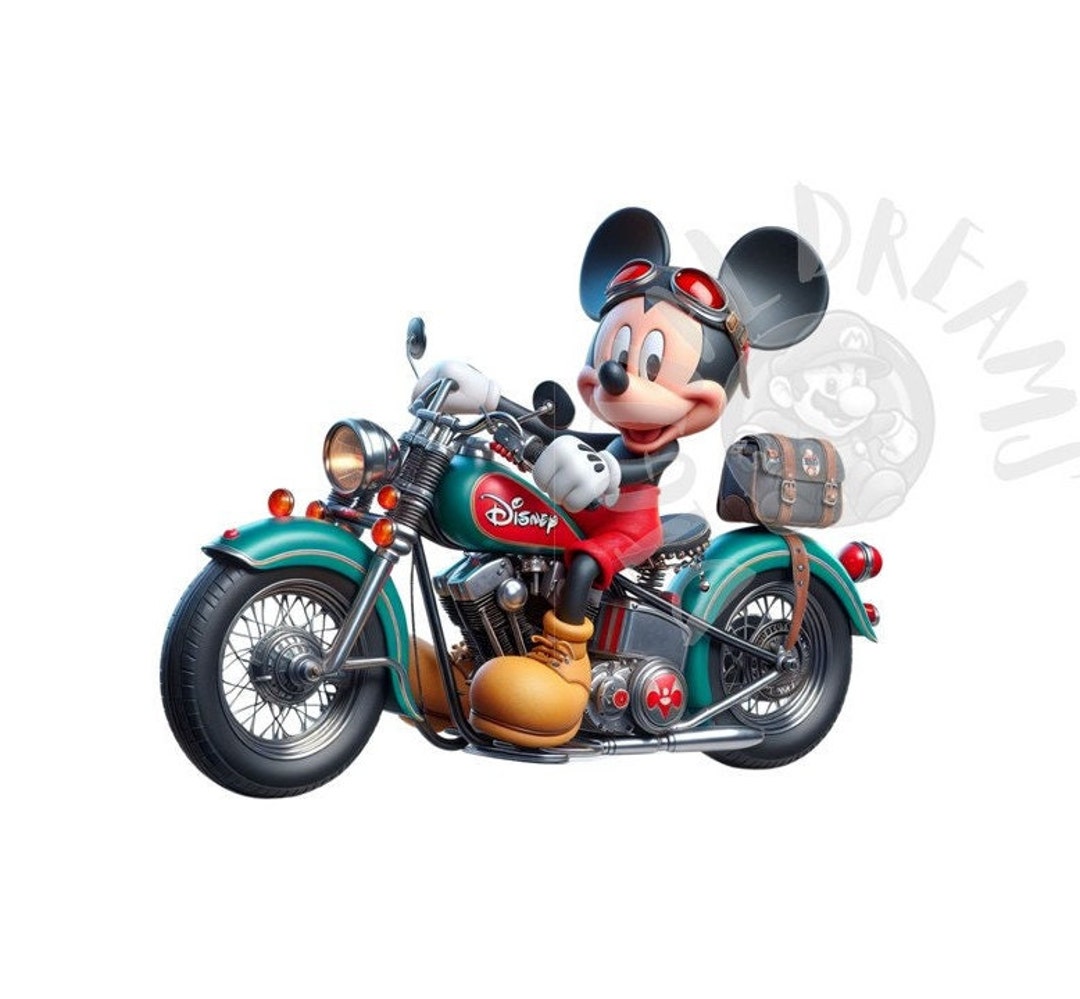 Set of 8 Images Mickey Biker , PNG Digital Images for Printing, T ...