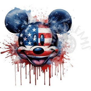 Set of 8 Mickey Mouse USA Flag Fusion Digital Images for - Etsy