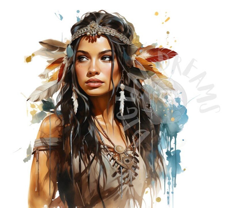Set of 10 Watercolor Pocahontas Digital Images for Printing - Etsy