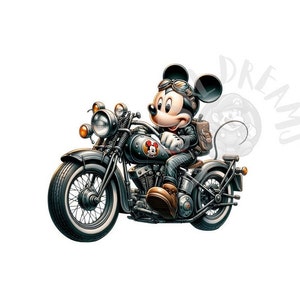 Set of 8 Images Mickey Biker , PNG Digital Images for Printing, T ...