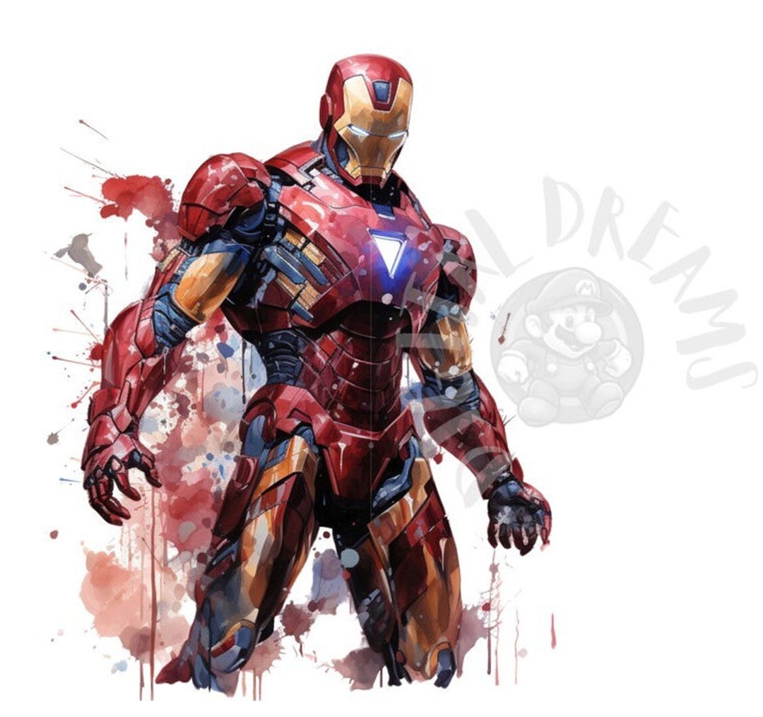 Set of 9 Watercolor Iron Man Digital Images for Printing, T-shirts ...