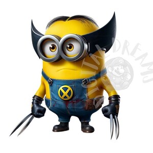 Set of 8 Minions Wolverine Digital Images for Printing, T-shirts ...