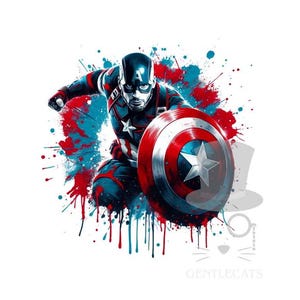 Set of 8 Watercolor Captain America Digital Images for T-shirts ...