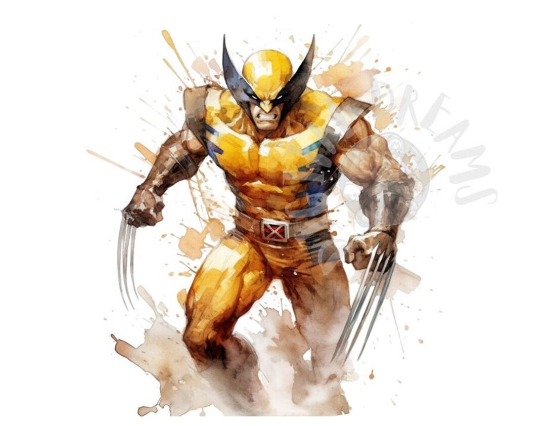 Set of 8 Watercolor Wolverine Digital Images for Printing, T-shirts ...