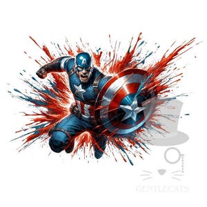 Set of 8 Watercolor Captain America Digital Images for T-shirts ...