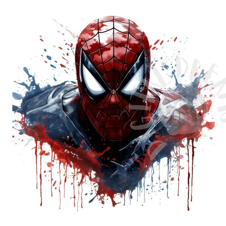 Set of 7 Watercolor Spider-man USA Colors Flag Digital - Etsy