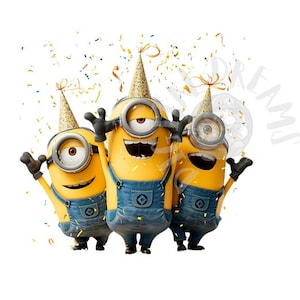 Set of 8 Minions Birthday Digital Images for Printing, T-shirts ...