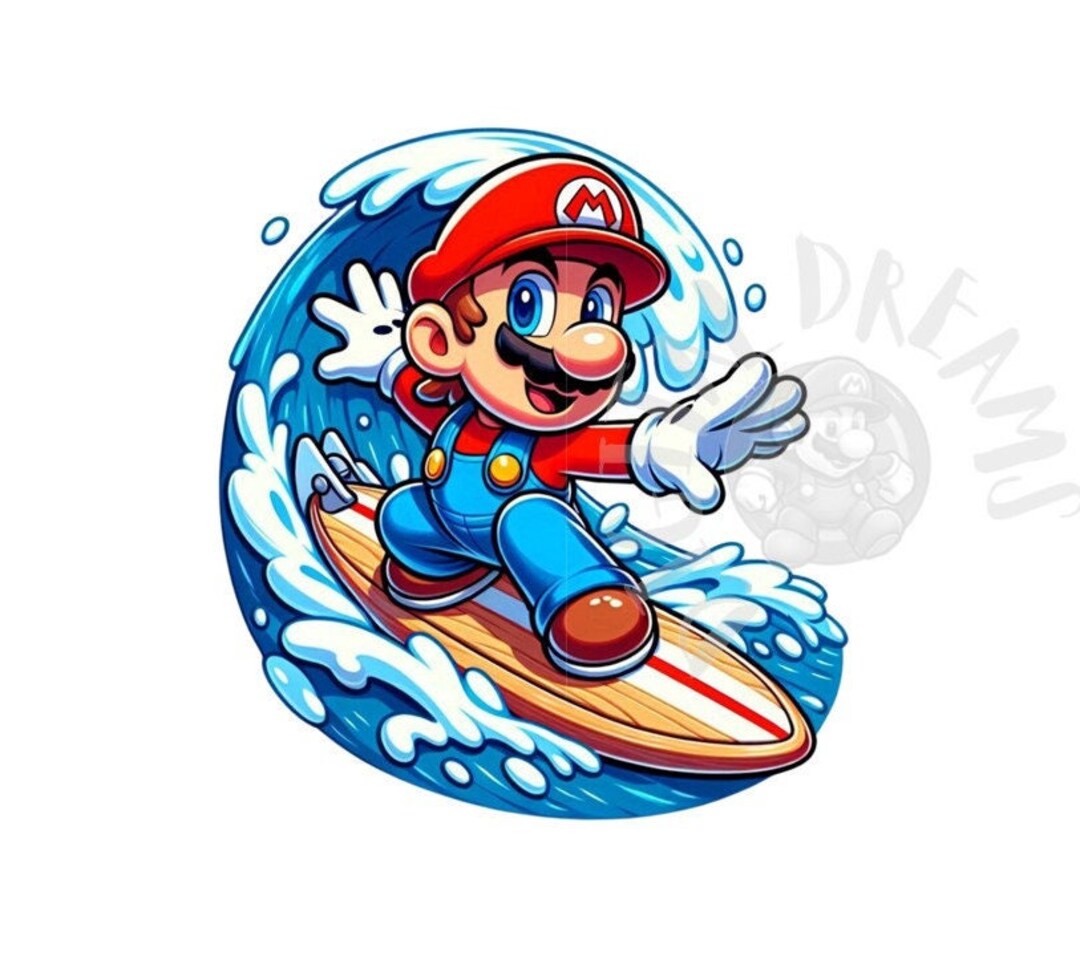 Set of 8 Super Mario Surf Digital PNG Images for Printing, T-shirts ...