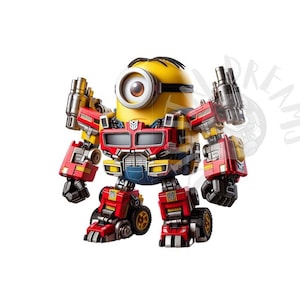 Set of 8 Minions Robot Digital PNG Images for Printing, T-shirts ...