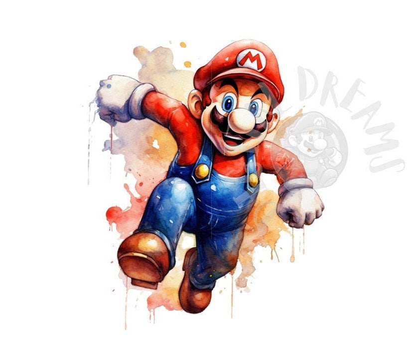 Collection of 10 Watercolor Mario Bros Artworks Perfect for - Etsy