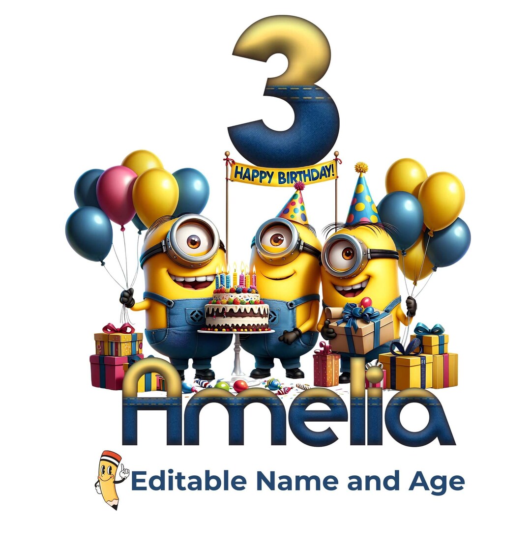 2 Editable Minions PNG High Quality, Minions Birthday PNG, Editable ...