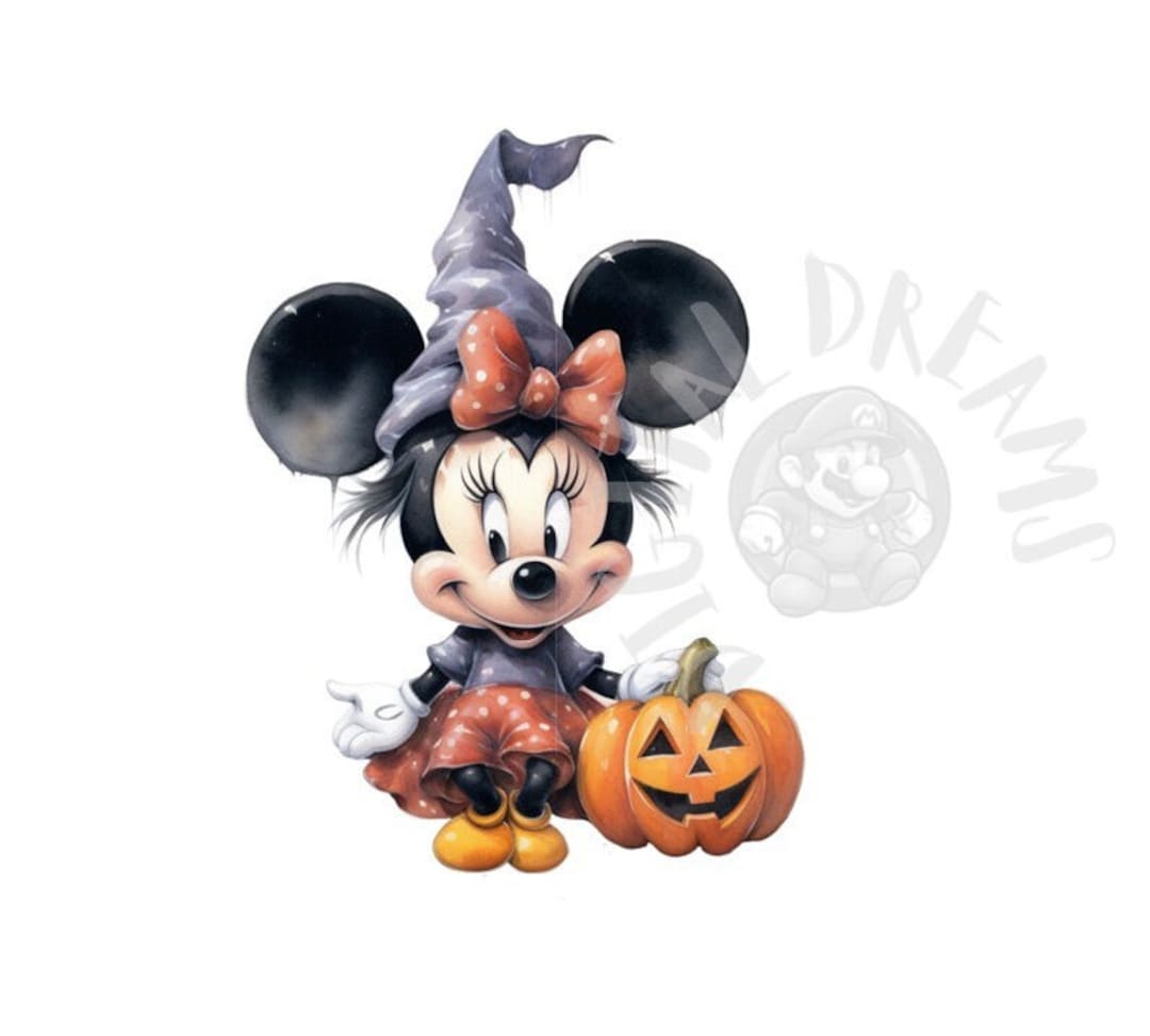 Set of 8 Minnie Mouse Halloween Watercolor Digital Images for T-shirts ...