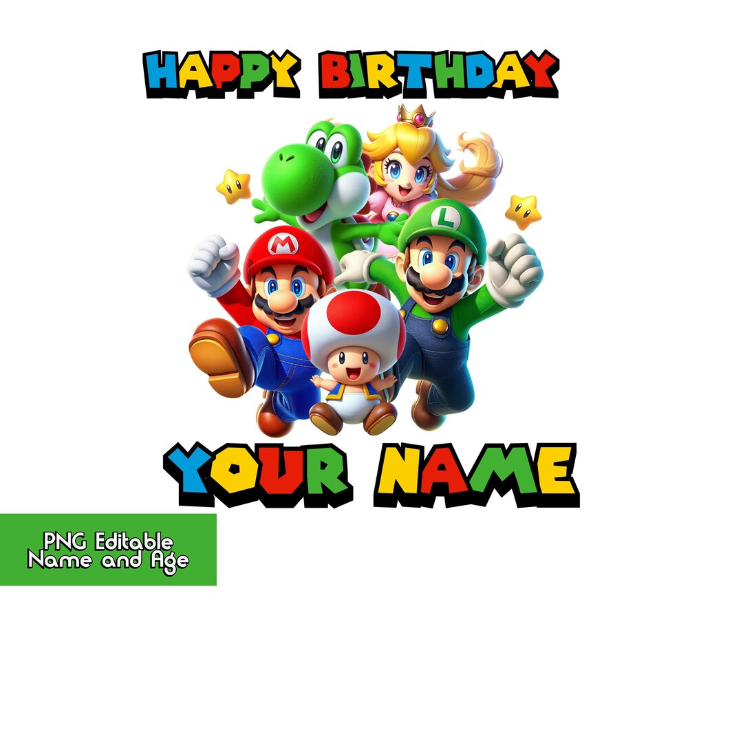 2 Editable Super Mario Birthday High Quality, Super Mario Birthday PNG ...