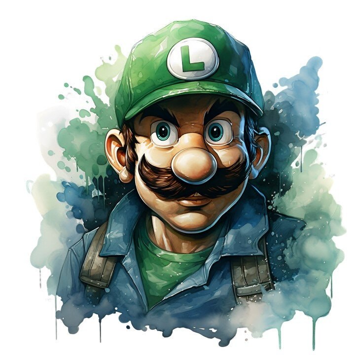 Set of 7 Watercolor Luigi Digital Images for Printing - Etsy