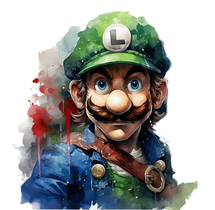 Set of 7 Watercolor Luigi Digital Images for Printing - Etsy