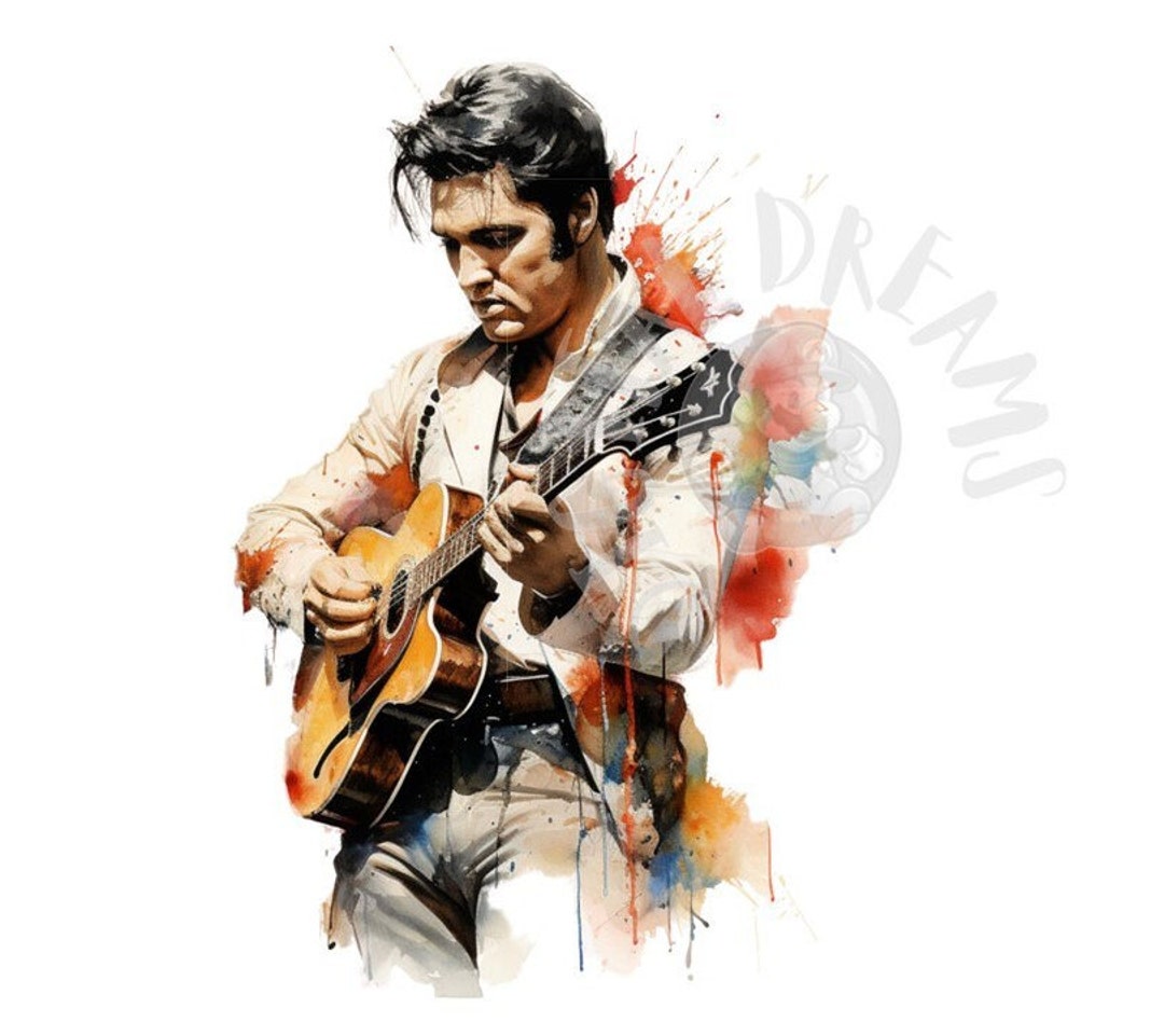 Set of 8 Watercolor Elvis Presley Artworks for Printing Ideal for T ...
