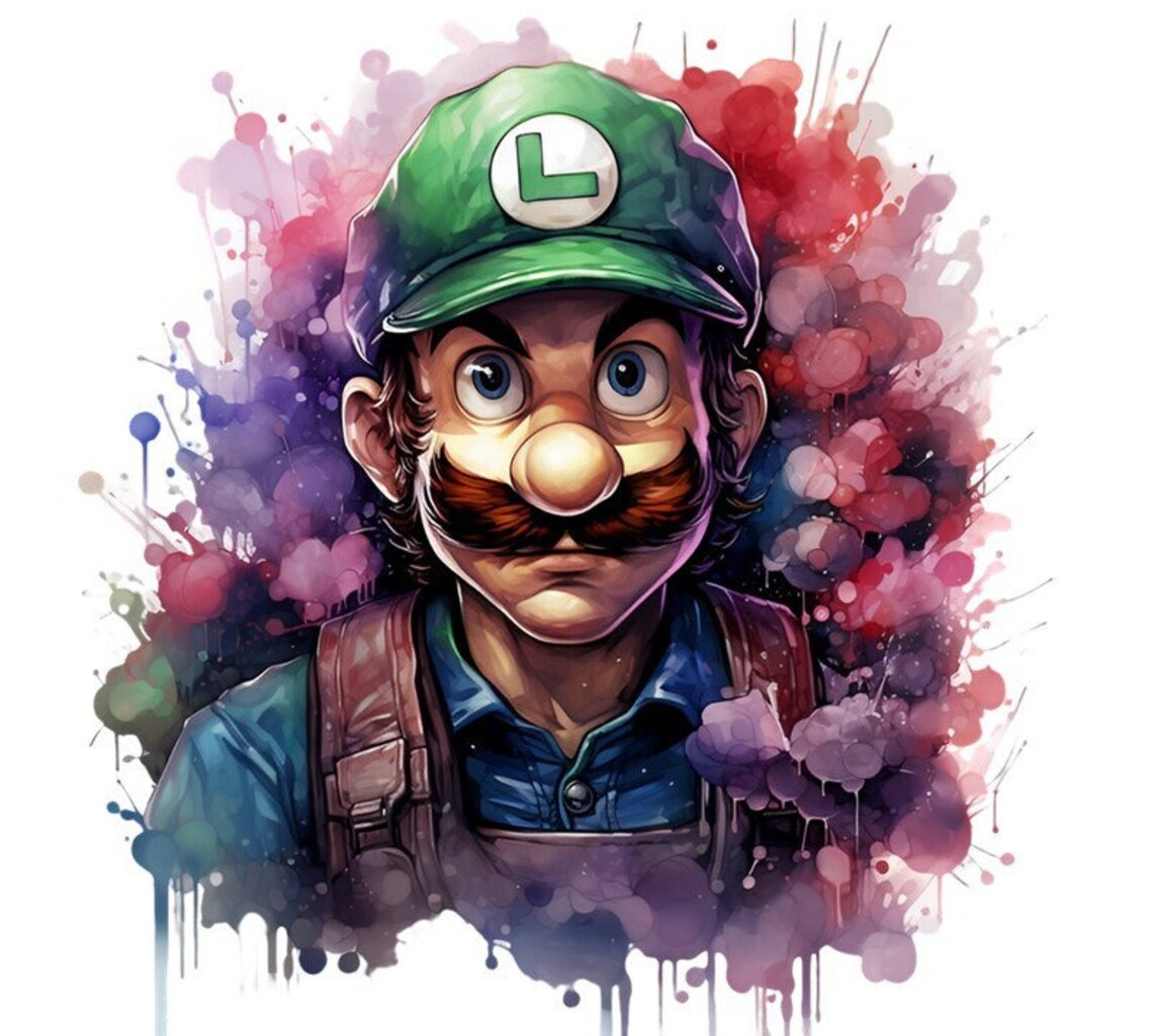 Set of 7 Watercolor Luigi Digital Images for Printing - Etsy