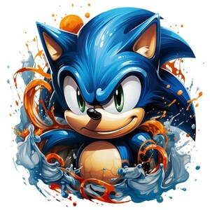 Set of 8 Watercolor Sonic Digital Images for Printing, T-shirts ...