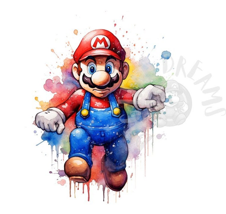 Collection of 10 Watercolor Mario Bros Artworks Perfect for - Etsy