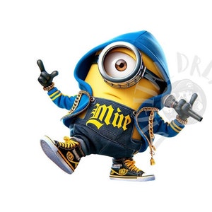 Set of 8 Minions Rapper Digital Images for Printing, T-shirts, Posters ...