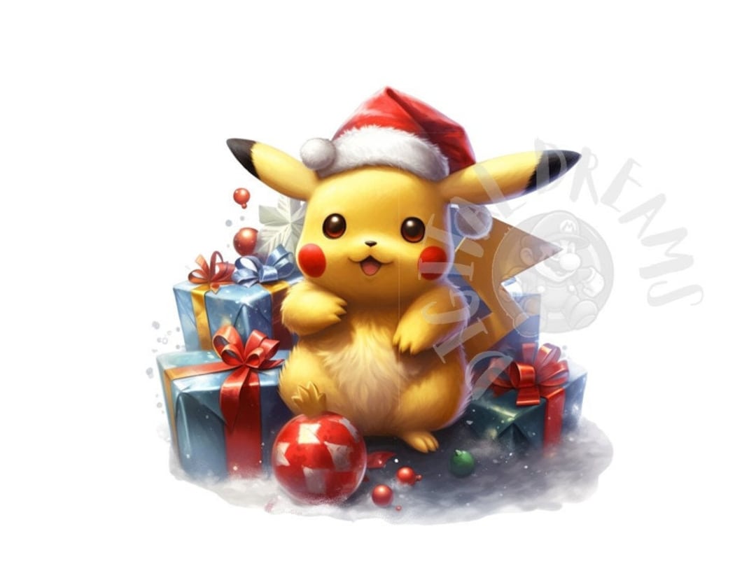 Set of 8 Christmas Pikachu Digital Images for Printing, T-shirts ...